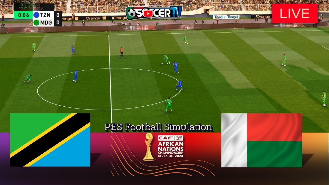 LIVE 🔴 | Tanzania vs. Madagascar - African Nations Championship | PES ...