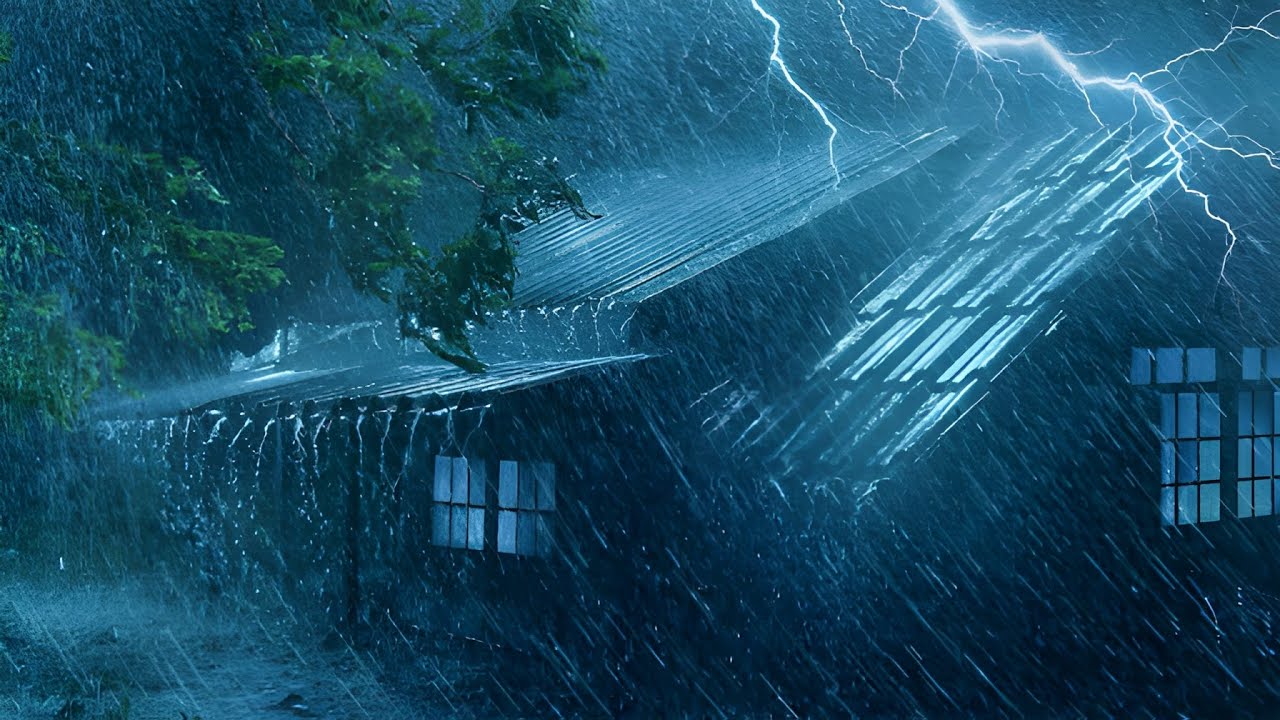 Fall Asleep Instantly with Heavy Rain & Thunder Sounds on the Roof All ...