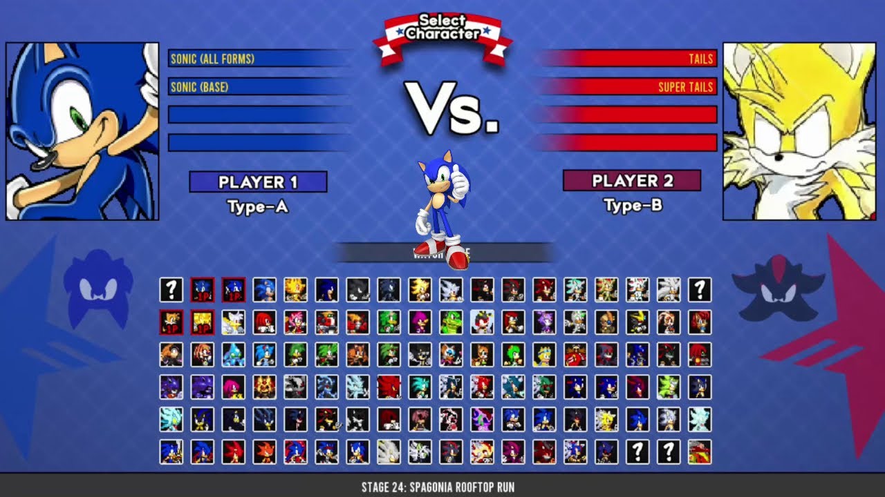 Sonic all forms & Sonic VS Tails & Super Tails I Sonic Battle MUGEN HD ...