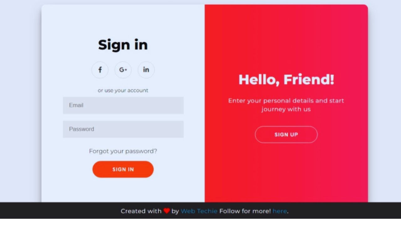 Sign in/Sign up Form Using HTML , CSS & Javascript || With Full Source ...