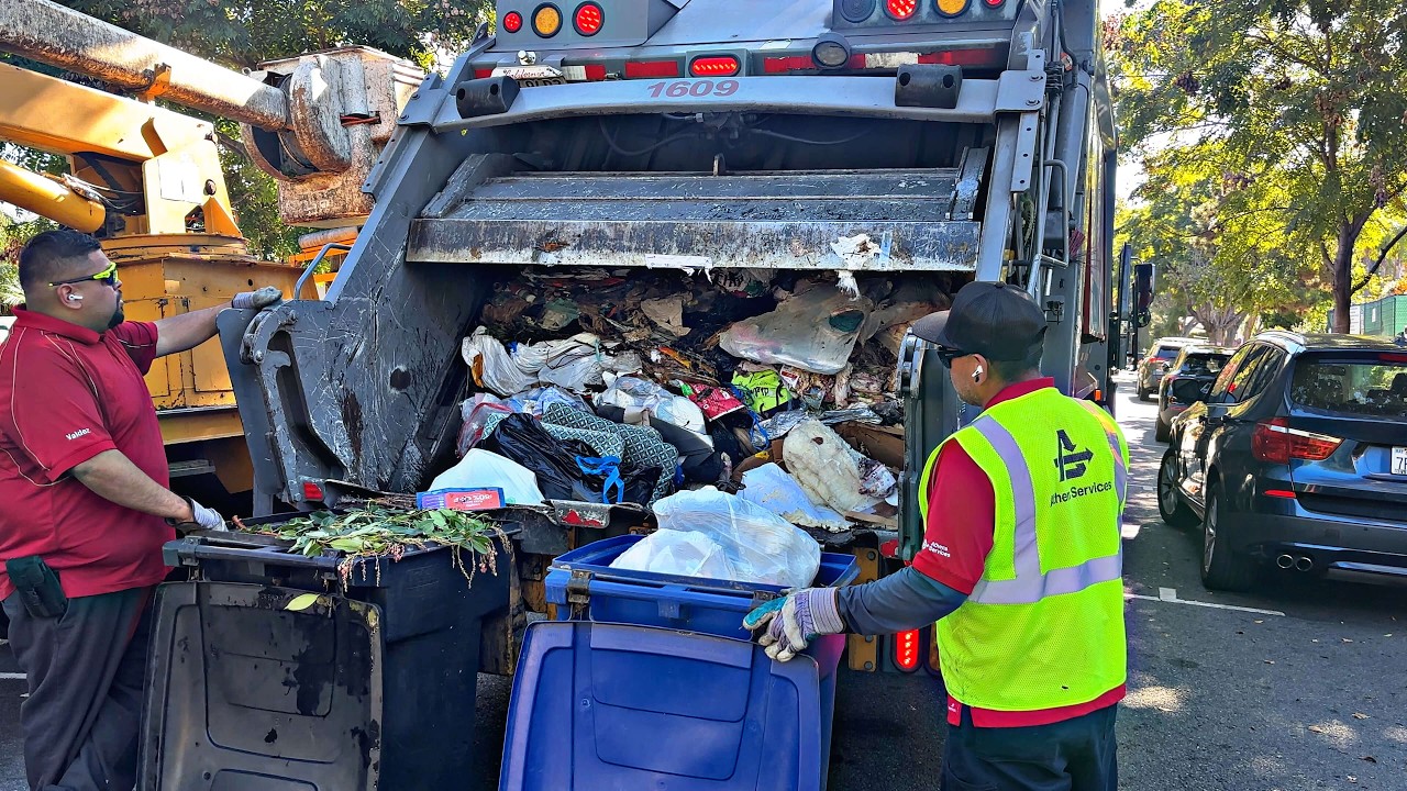 Athens Services Rear Loader Trash Crew Gettin' It Done! - YouTube