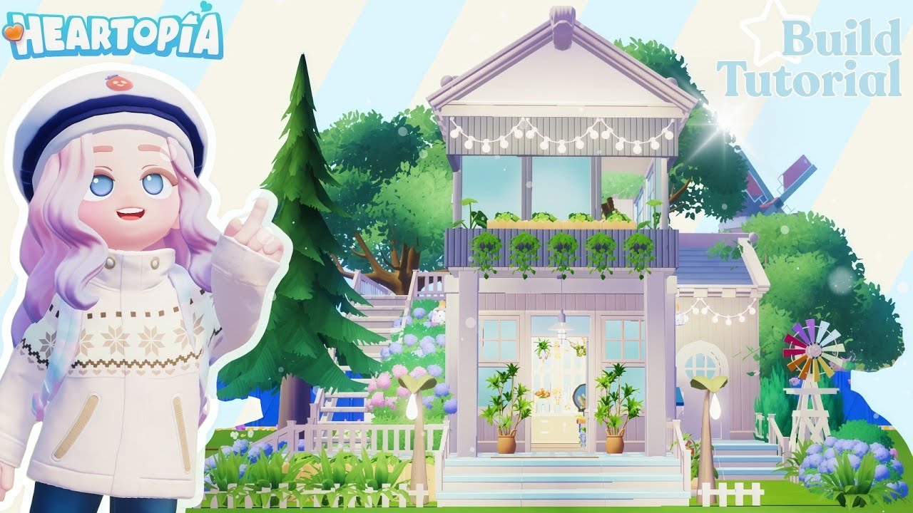 Soft Pastel House Build Tutorial 🫐🍀 #heartopia Heartopia building ...