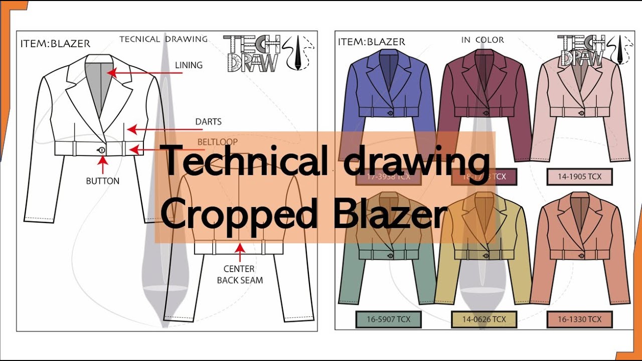 TECHNICAL DRAWING BLAZER} How to draw a cropped blazer? I TECHDRAW ...