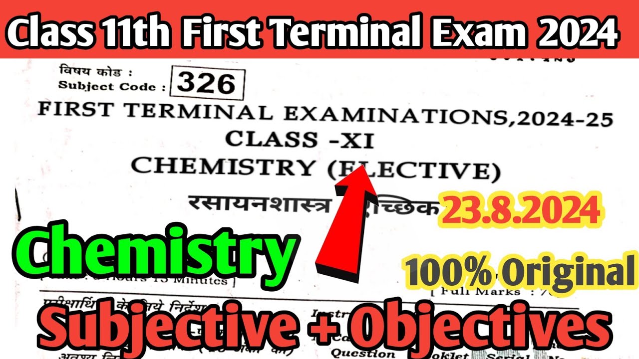 23.8.2024 Class 11th Chemistry First Terminal Exam Original Paper OUT ...