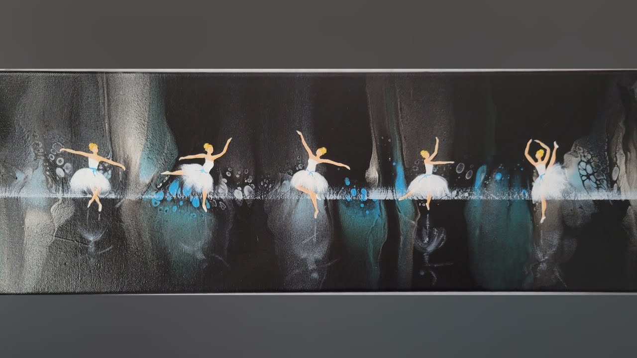(388) ACRYLIC POURING - Embellishing a Swipe with Ballet Dancers! 5 ...