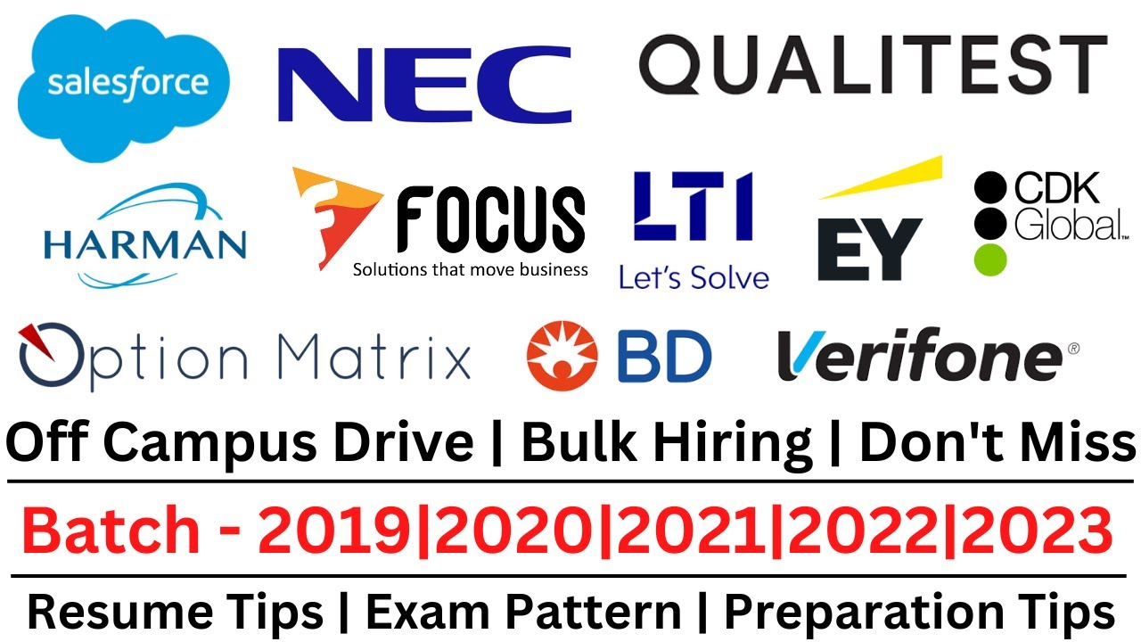 Off Campus Drive | Batch - 2019|2020|2021|2022|2023 | Bulk Hiring | 10 ...