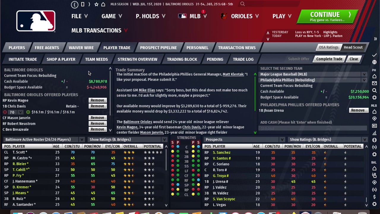 Baltimore Orioles Rebuild OOTP 21: Chris Davis Trade Rumors, episode 9 ...