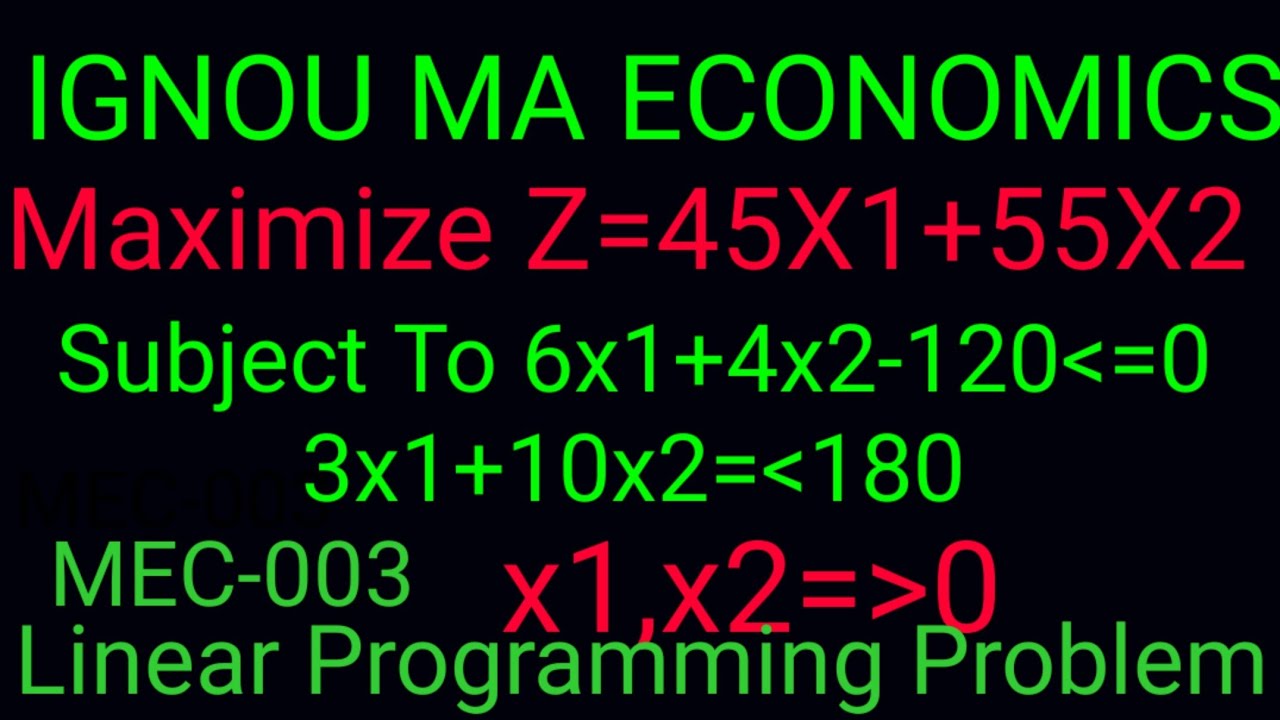 Linear Programming Problem#LPP#Graphically Solution#MEC-003/103#Quantitative Methods#MEC#IGNOU ...