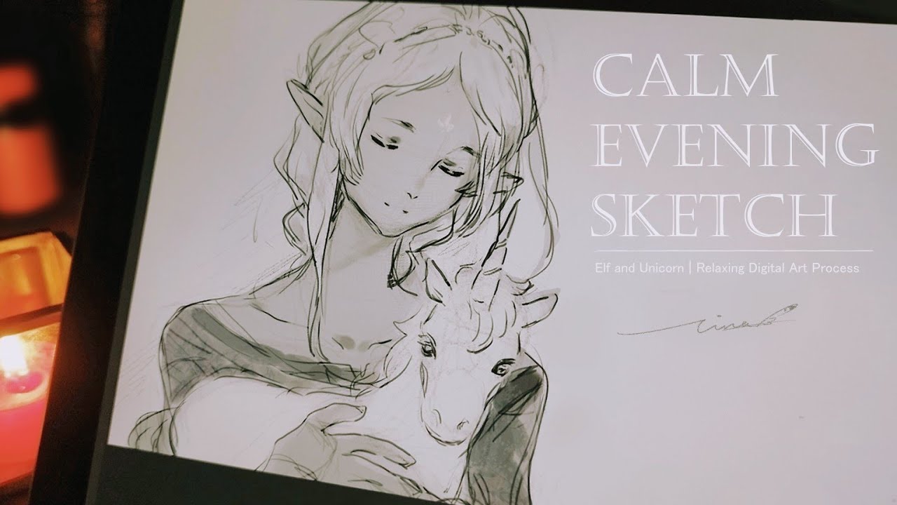 A Calm Evening Sketch | Elf and Unicorn | Relaxing Digital Art Process ...