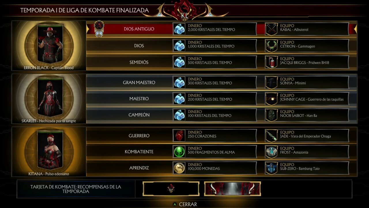 MK11 - Kombat League Season 1 - Rewards for Elder God (By GetGosu/T7G ...