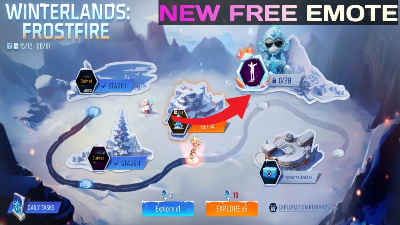 WINTERLAND FROSTFIRE EVENT FREE FIRE HOW TO GET NEW FREE EMOTE FF NEW ...