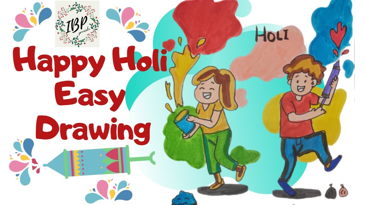 Holi Drawing Tutorial | How to draw easy Holi Poster | Quick and Simple ...