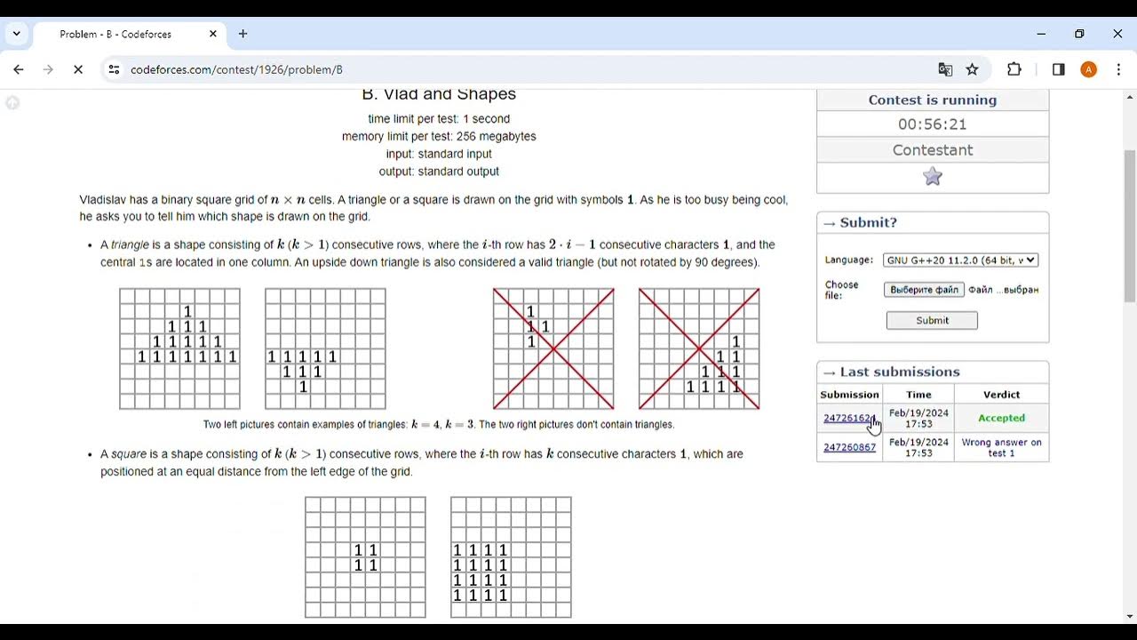 Codeforces Round 928 (Div. 4) B. Vlad and Shapes Full AC - YouTube