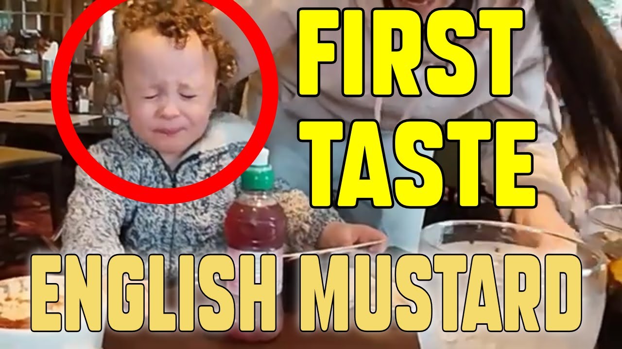 First Taste Of ENGLISH MUSTARD Baby Kayden Dips In His Finger - YouTube