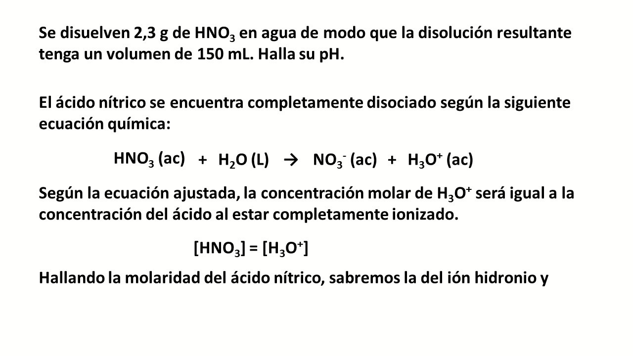pH de una disolución de ácido nítrico - YouTube