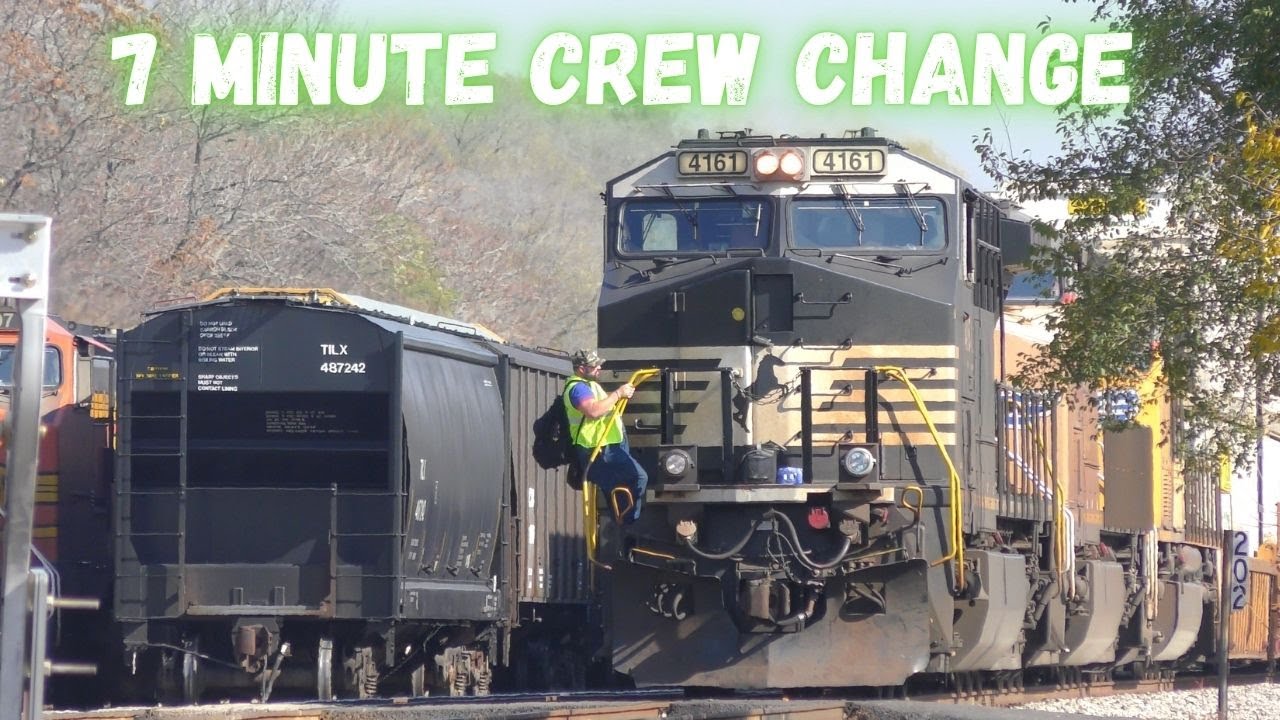 The fastest crew change I've ever seen has to make room for the train ...