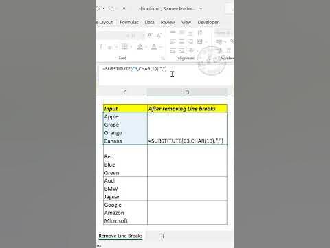 Formula to Remove Line breaks in Excel - YouTube