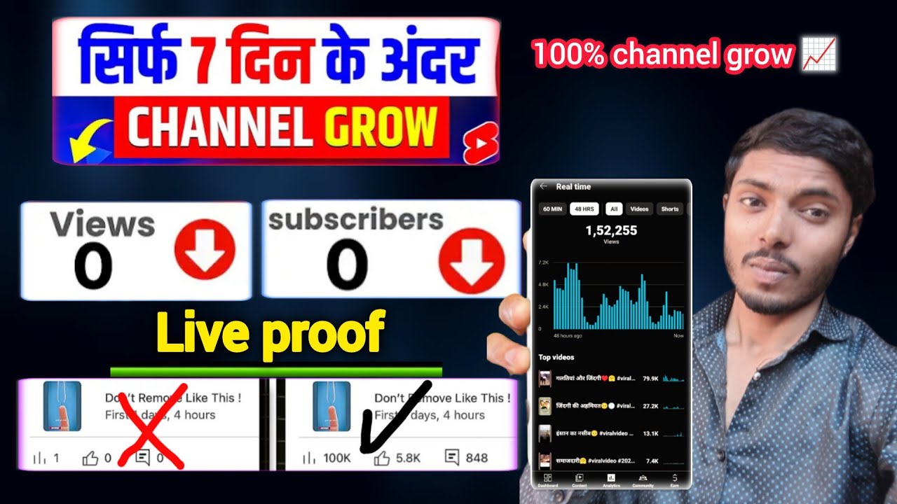 सिर्फ 7 दिन के अंदर चैनल📈Grow Live proof || how to grow a youtube ...