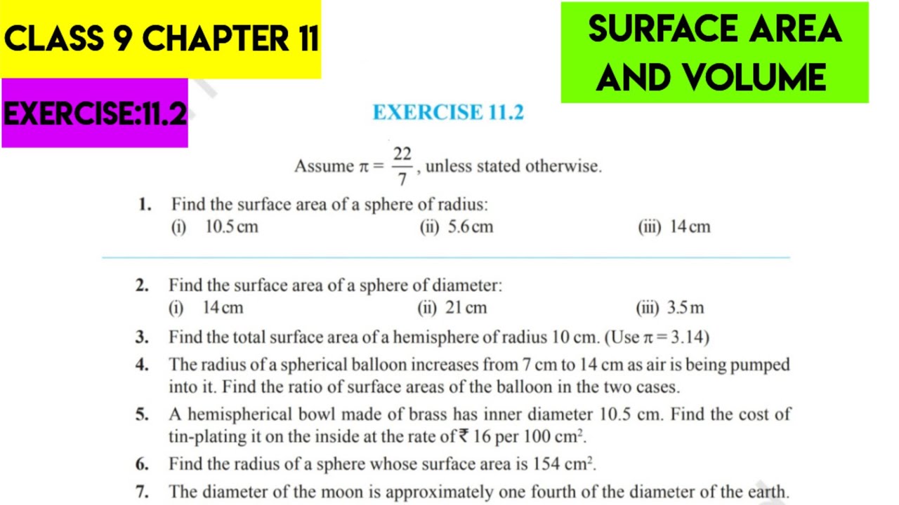 Class 9 Mathematics Chapter 11 Surface Area And Volume Exercise 11.2 ...
