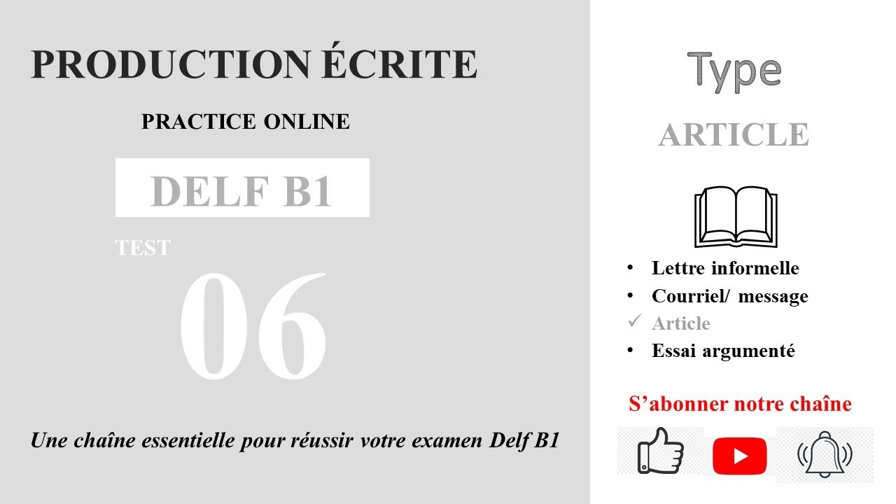 DELF B1 - Production écrite [Test 06] - ARTICLE - " UNE DESTINATION ...
