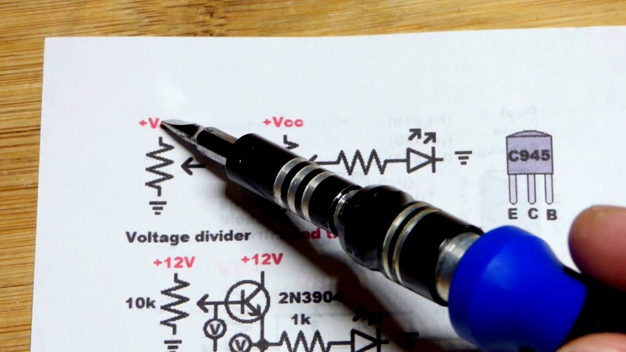 Voltage divider amplified with NPN BJT emitter follower Electronzap learning electronics lesson ...