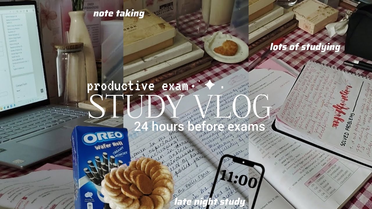 exam study vlog 💌 24 hours before exams, surviving hell week,note taking,lots of studying - YouTube