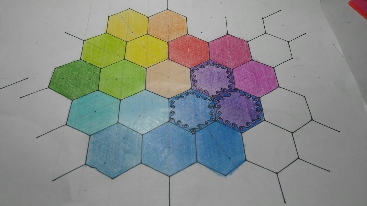 Cara paling gampang menggambar Hexagonal - YouTube