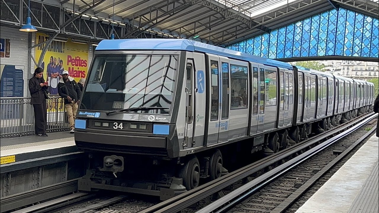 Croisement entre un MP89CC IDFM et RATP sur la ligne 6 à Bir-Hakeim ...