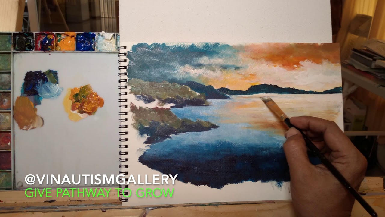 Drawing Painting "Lake Toba". Menggambar "Danau Toba" - YouTube