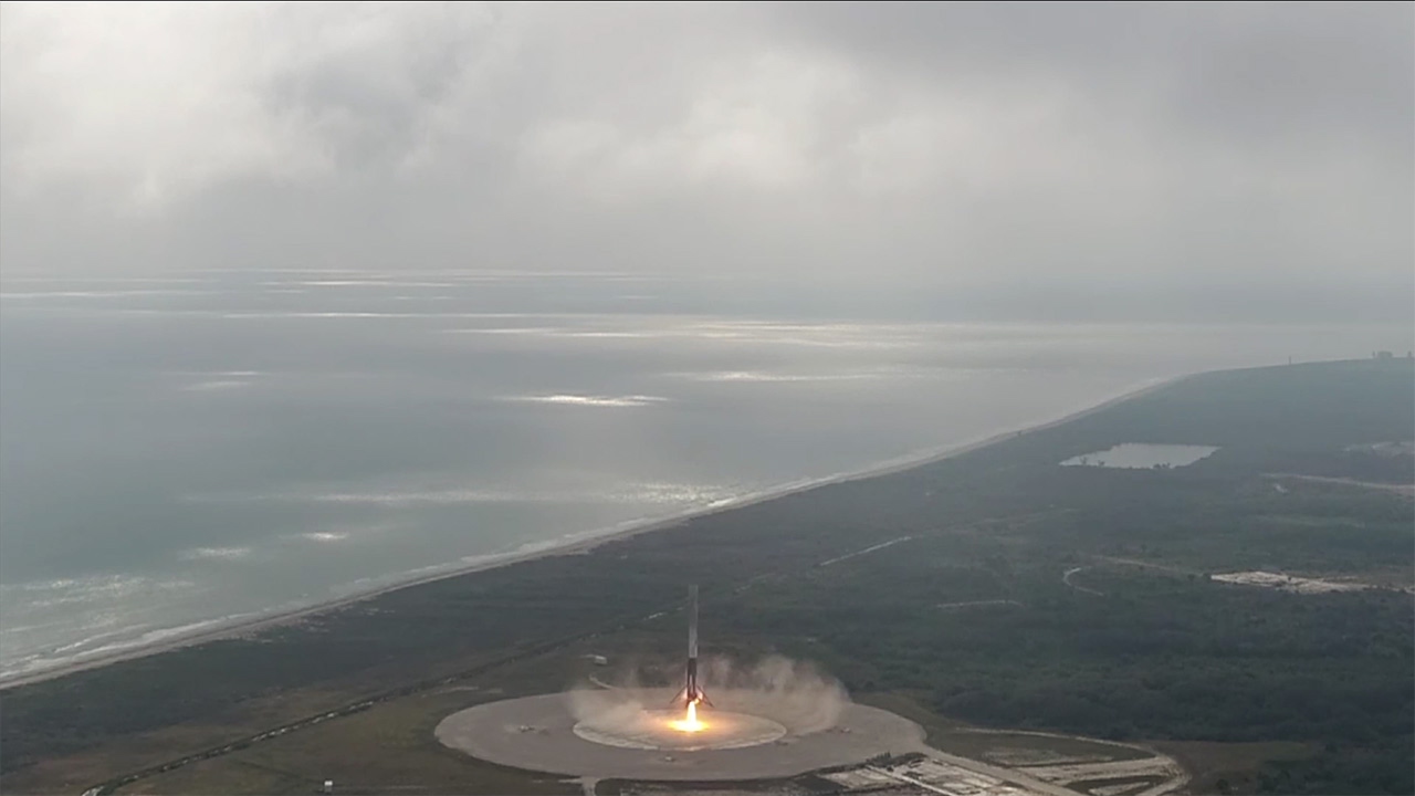CRS-10 Falcon 9 First Stage Landing (close-up) - YouTube