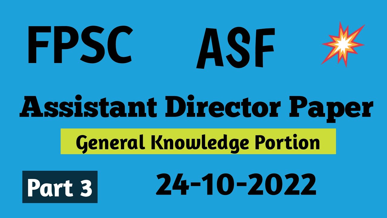 FPSC ASF Assistant Director (AD) Solved Paper part 3 | Test Master ...
