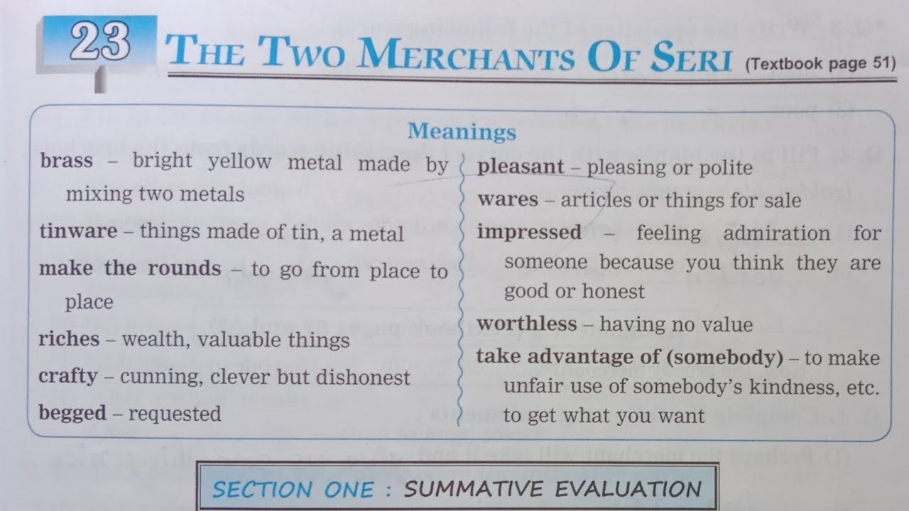 3rd Standard English Workbook Chp 23 The Two Merchants Of Seri Question ...