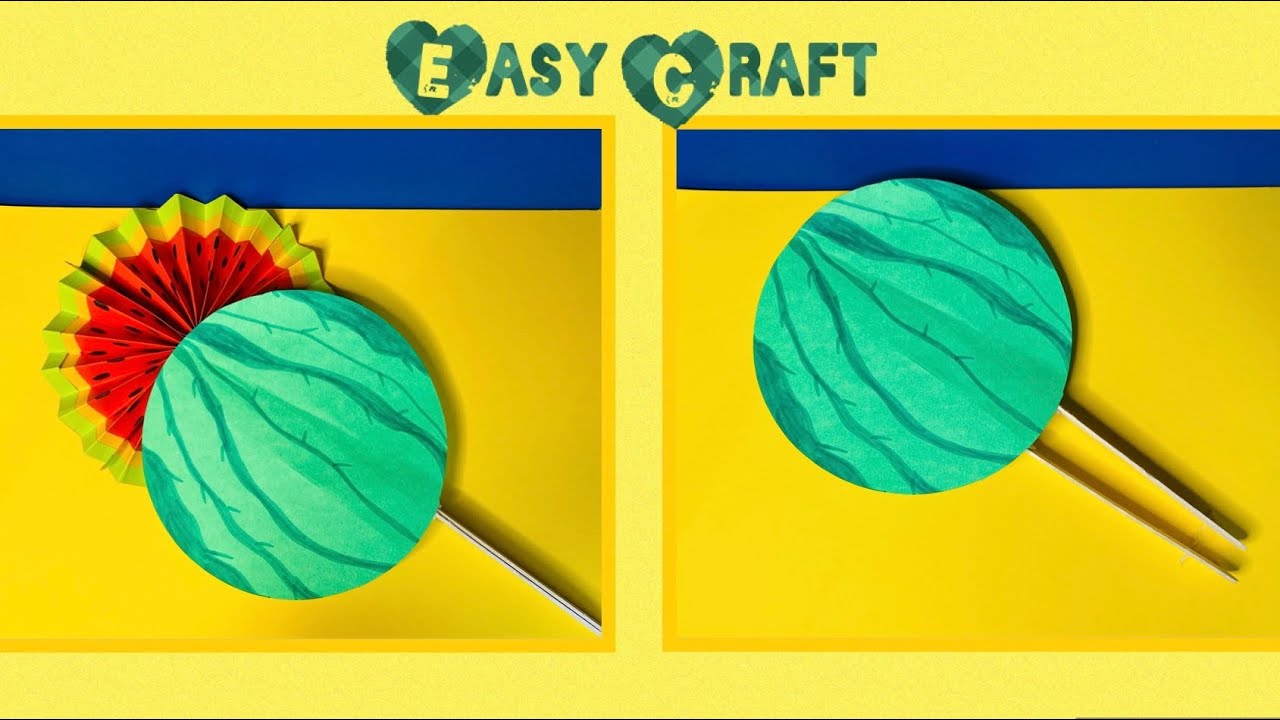 How to make Pop-up Hand Fan || Watermelon Pop-up Hand Fan || Origami ...