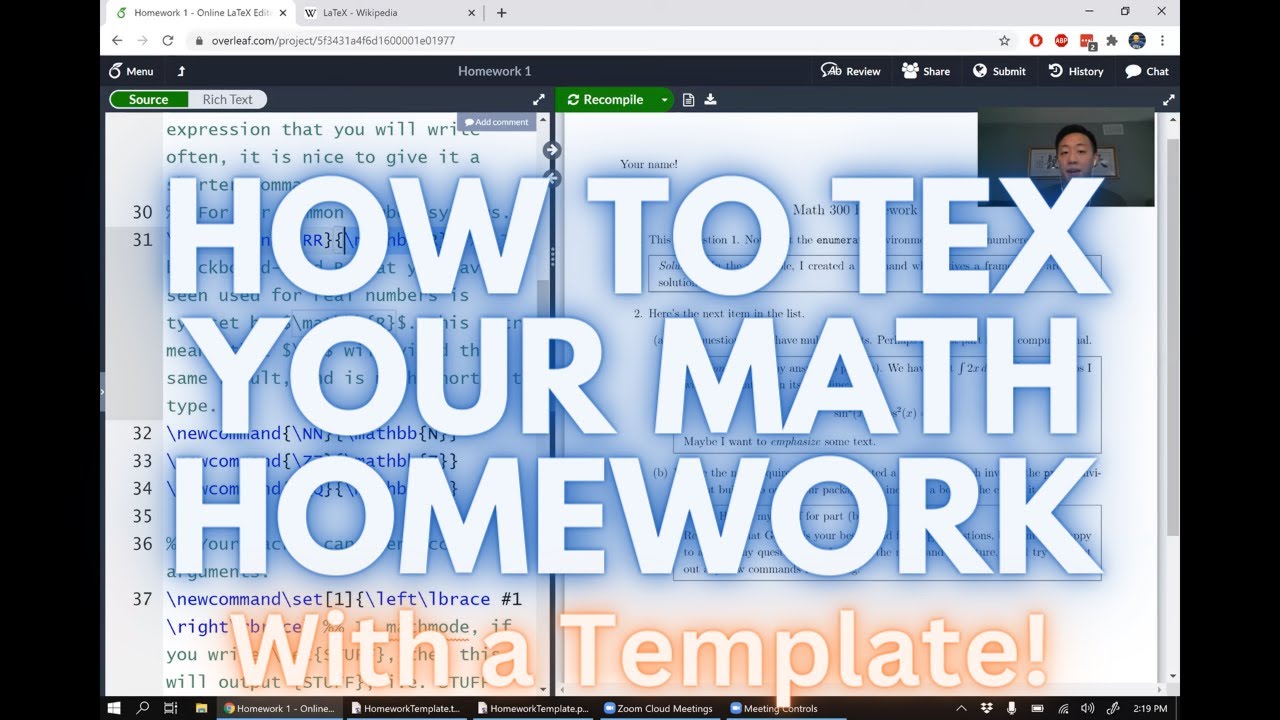 How To Latex (with Math Homework Template) - Youtube