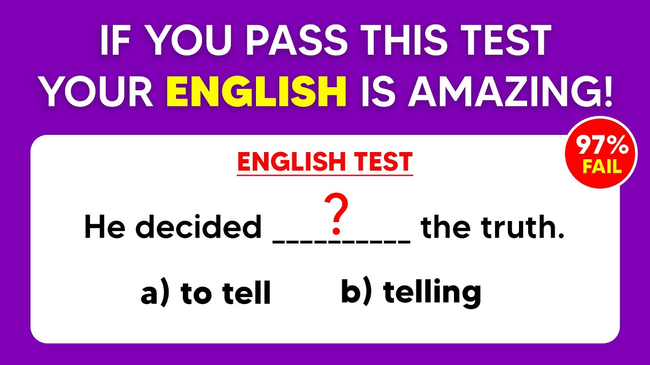 English Grammar Test ️ If you pass test, your English is amazing! Part ...