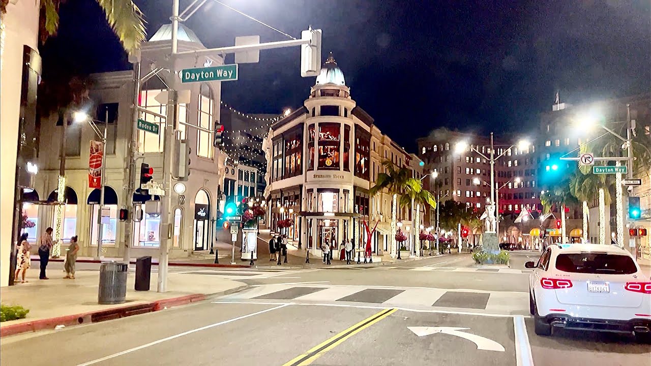 RODEO DRIVE CELEBRITY SHOPPING STREET EVENING DRIVE AROUNDS Beverly ...