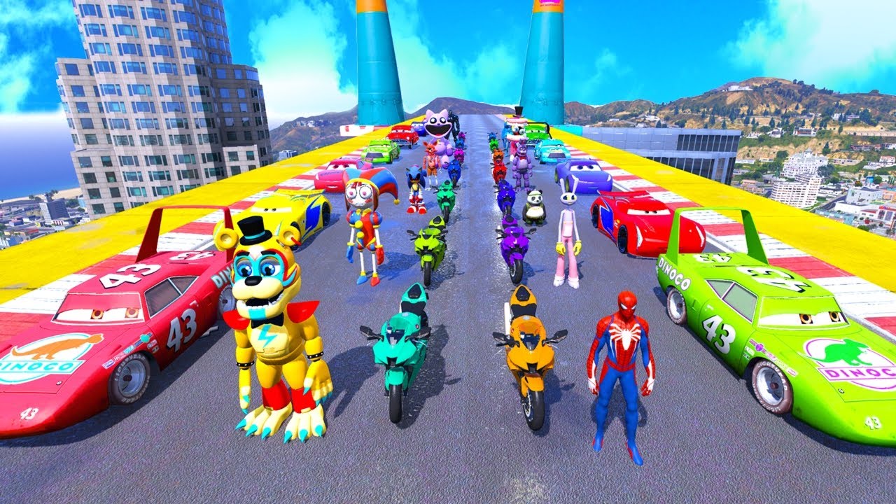 GTA V Epic New Stunt Race For Car Racing Challenge by Trevor and Shark ...