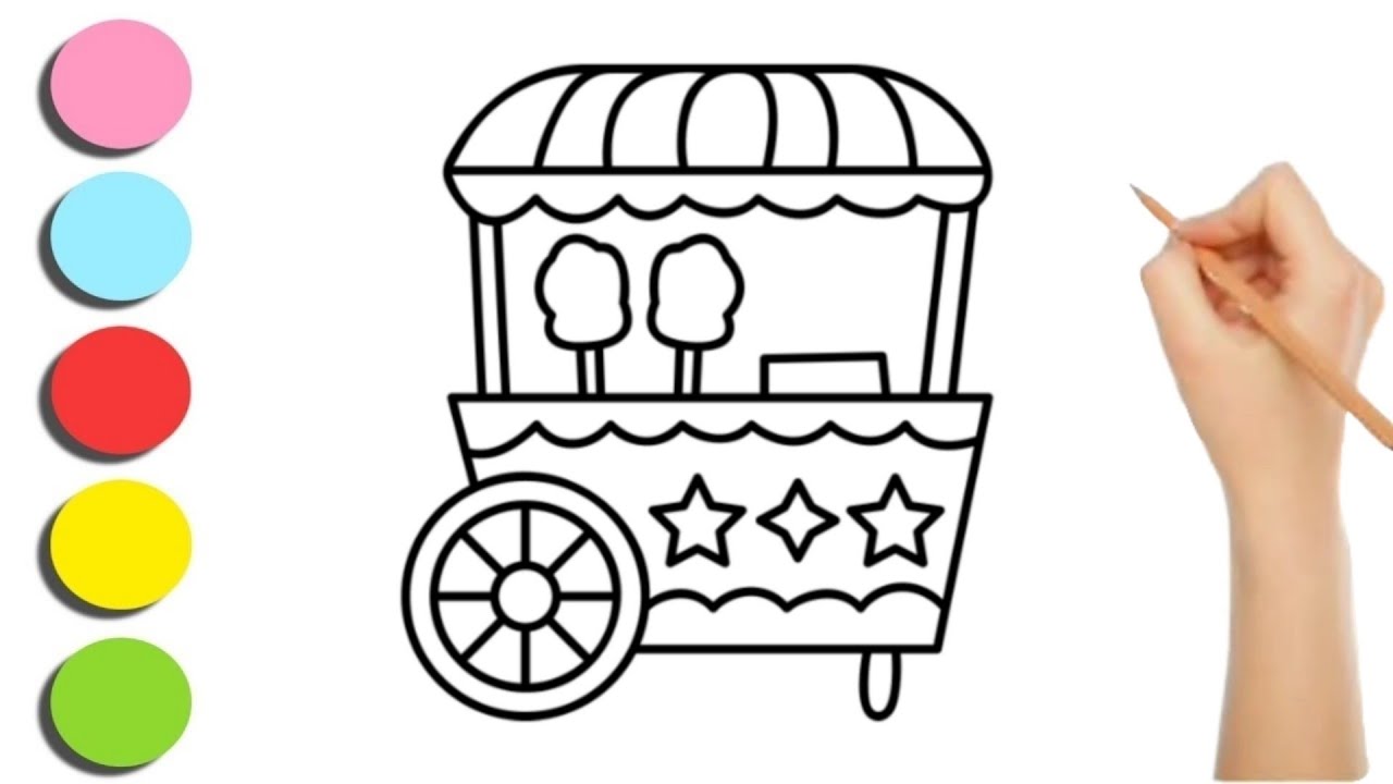 Catton Candy Cart Drawing, Painting & Coloring for Kids & Toddlers ...