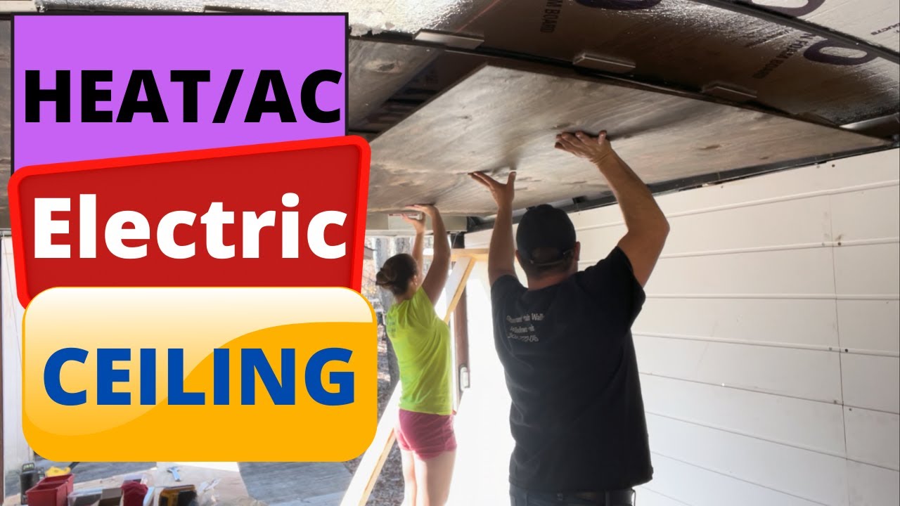 Cargo trailer conversion installing heat/ac and ceiling - YouTube