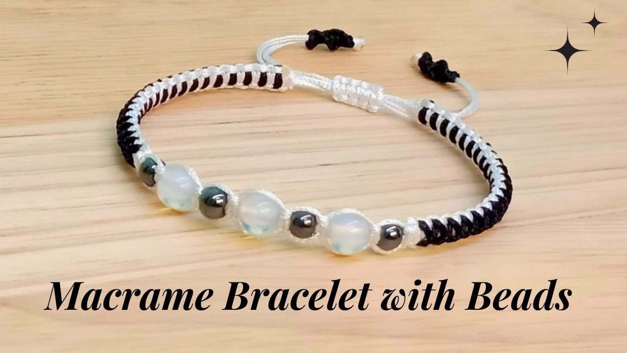 EASY & SIMPLE Macrame Bracelet With Beads - YouTube
