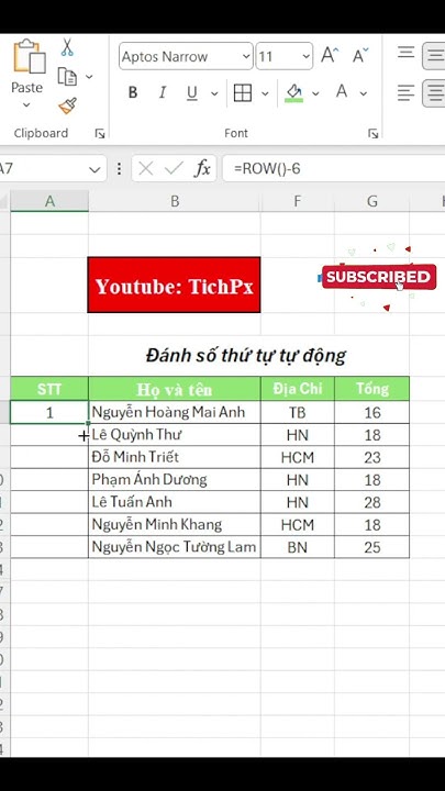 Excel Hacks #6| Use the Row formula in Excel to auto number #exceltips #exceltricks # ...