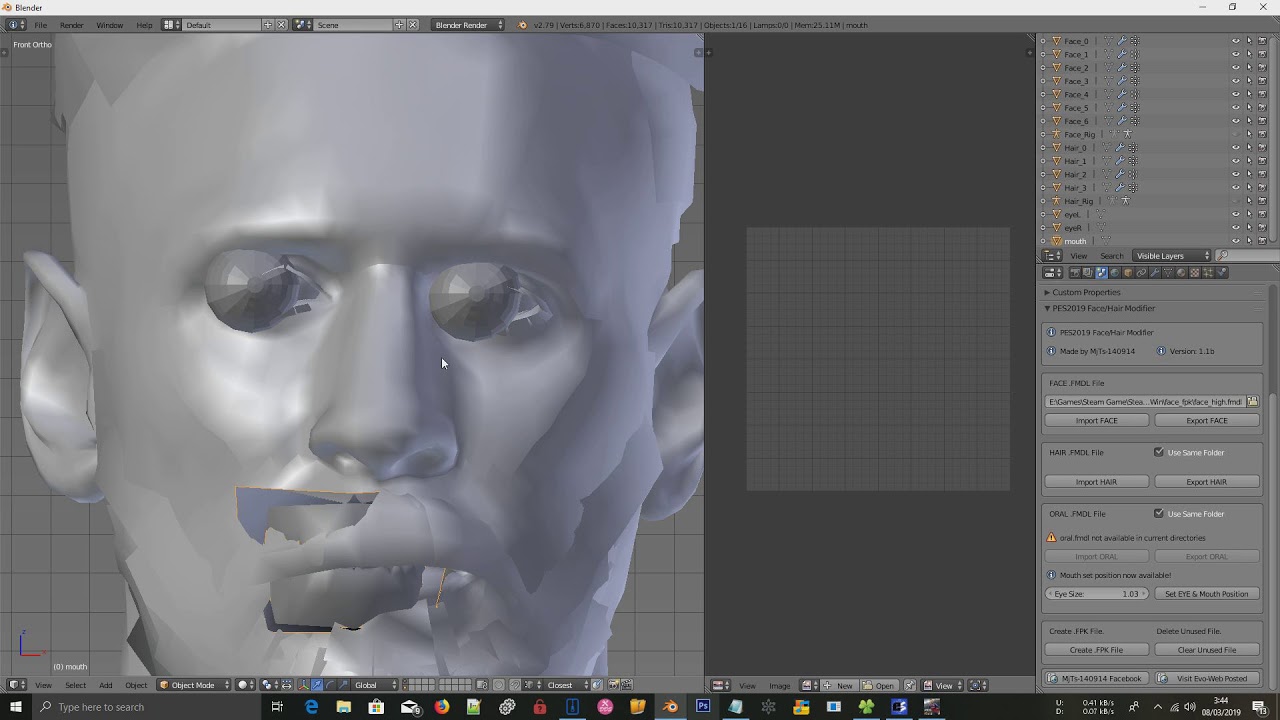 PES2019 Face Hair Modifier v1.1b Set eye size, eye & mouth position ...