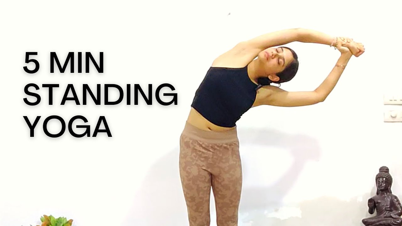 5 min Standing Yoga Stretch with Gratitude | Yoga Without Mat - YouTube