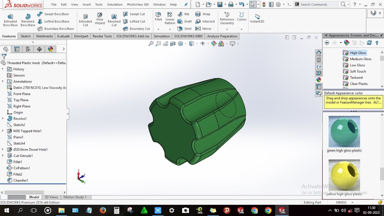 How to design Threaded Plastic knob in solidworks - YouTube