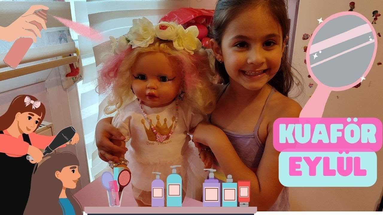 Makyaj yapma Oyunu | Eylul became a hairdresser !! #kids #funny #keşfet - YouTube