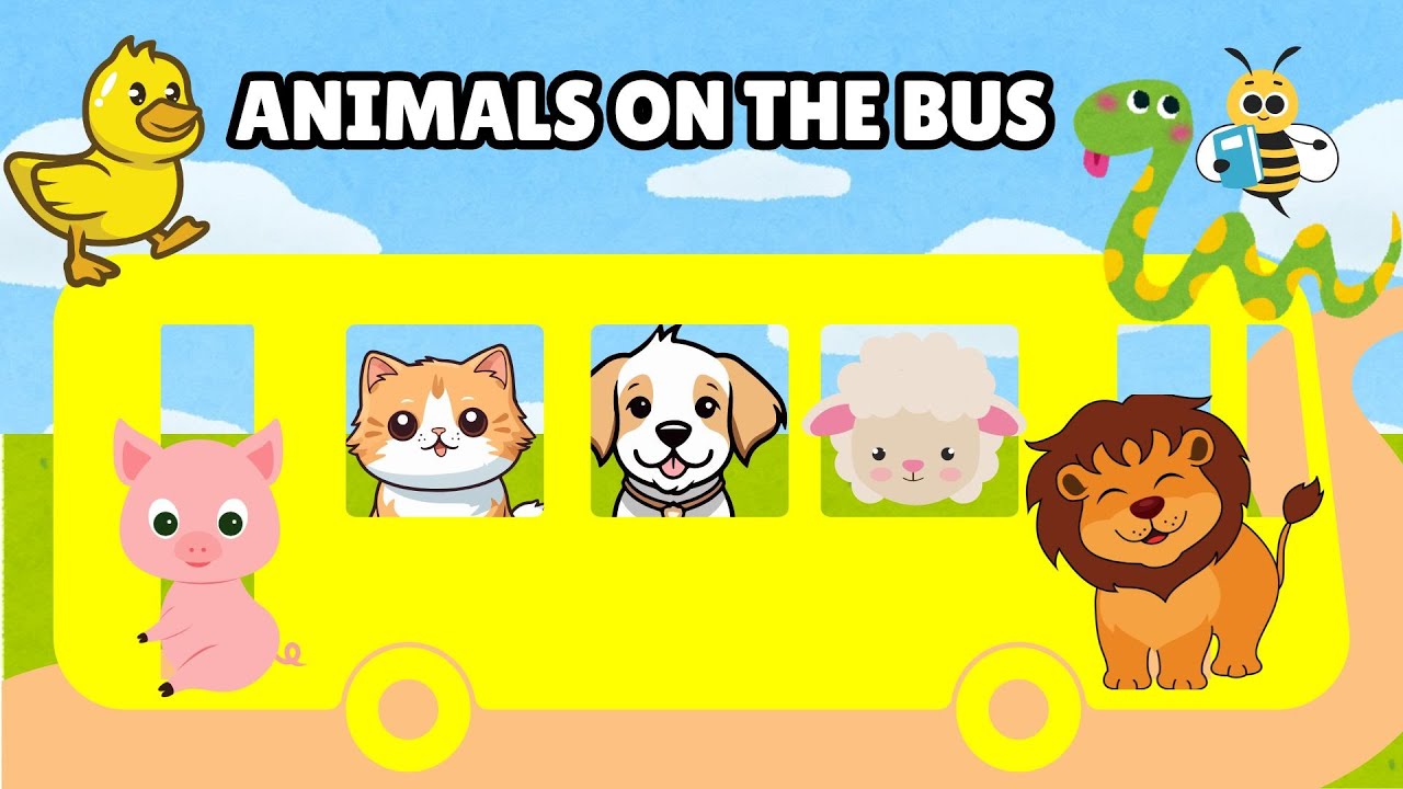 The Animals on the Bus | Learn Animal Sounds Song - YouTube
