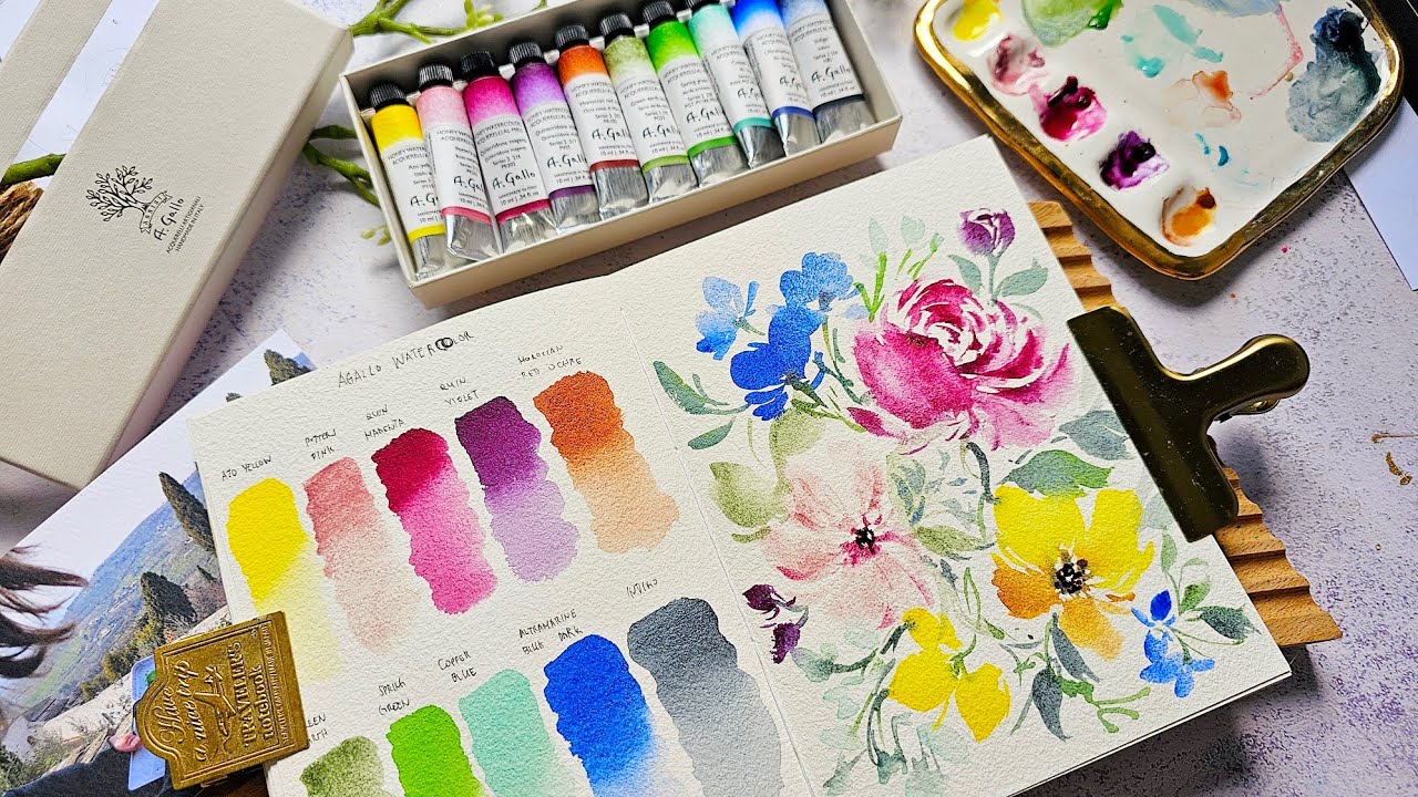 Painting Florals Using Agallo Watercolor Tubes - YouTube