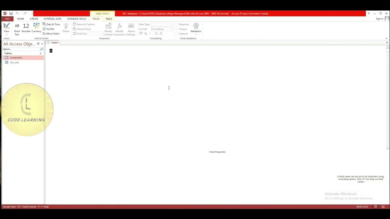 Vb6.0 | CMP 'frmSchoolInfo - create table' | CodeLearning - YouTube
