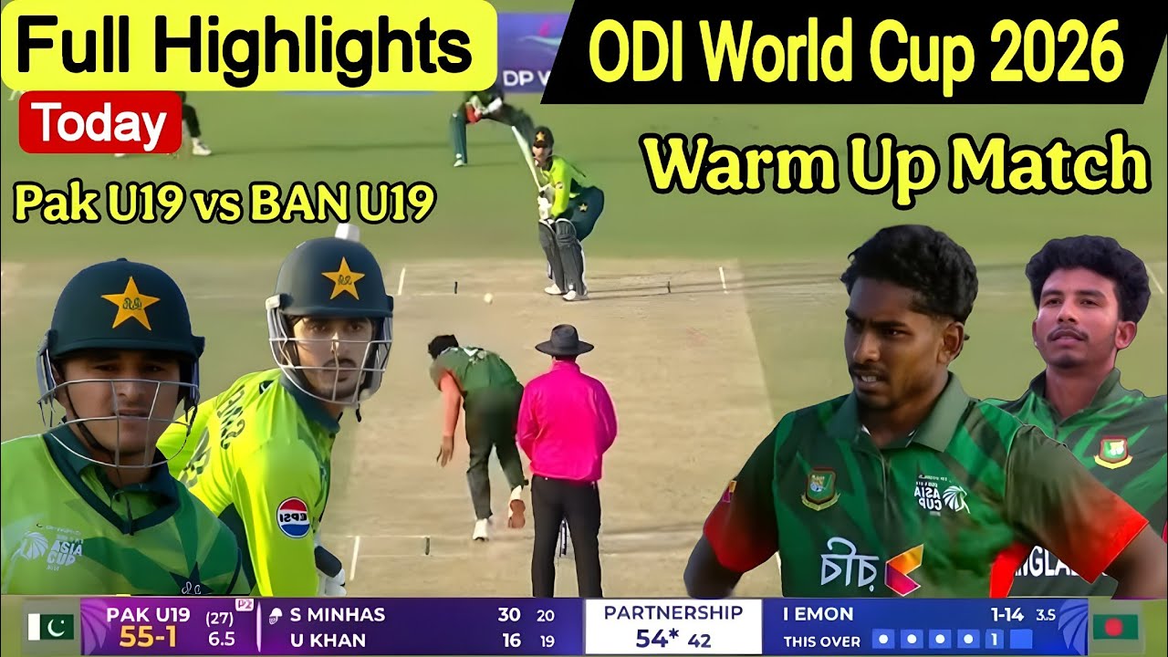 Pak U19 vs BAN U19 WarmUp ODI Would Cup Highlights Today | Pak Vs ...