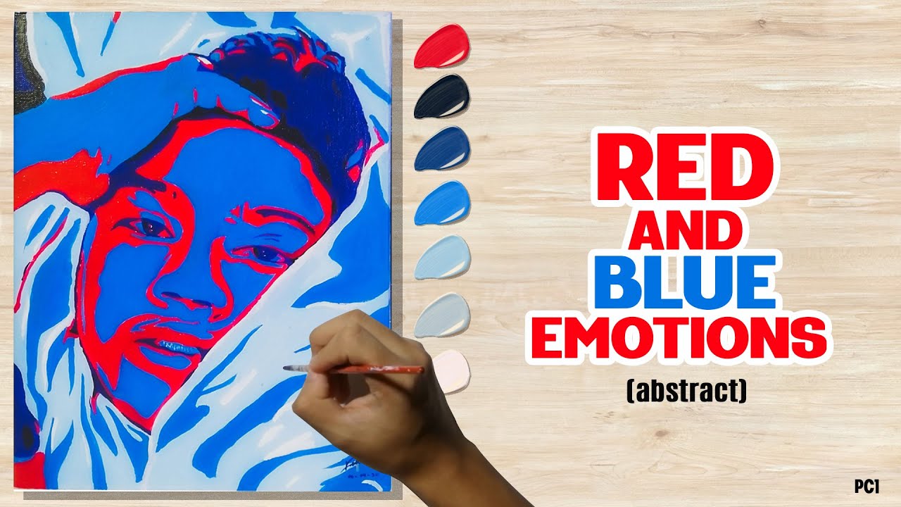 Red and Blue Emotions / Abstract Acrylic / Portrait Challenge #1 - YouTube